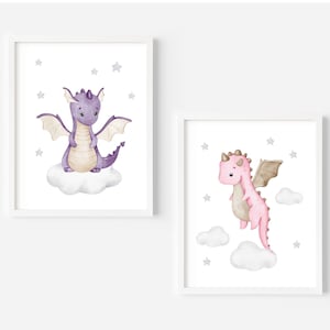 Pink Dragon Nursery Prints, Girl Nursery Prints, Girl Room Printable ...