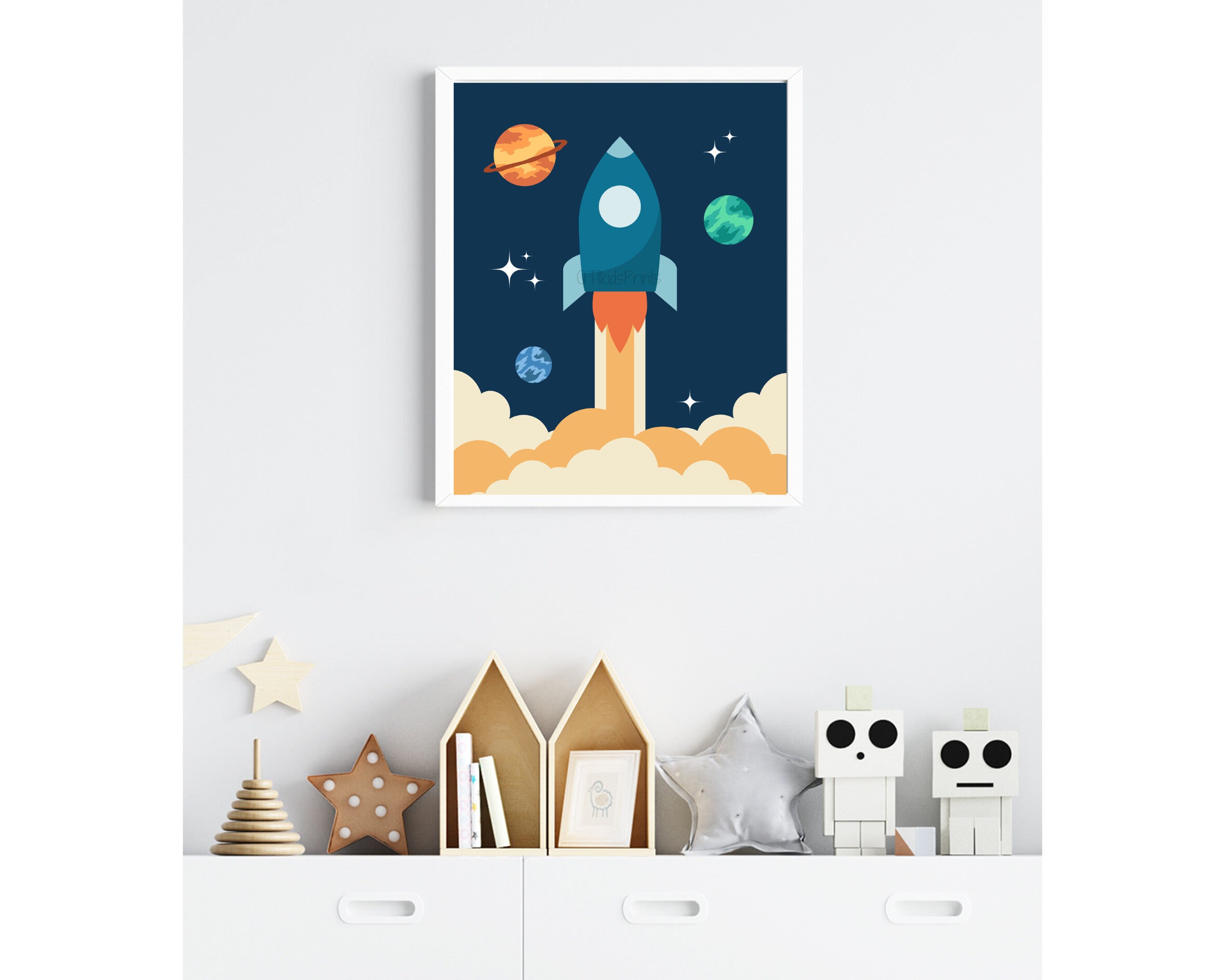 Space Rocket Printable Wall Art Space Nursery Decor Boy Room - Etsy