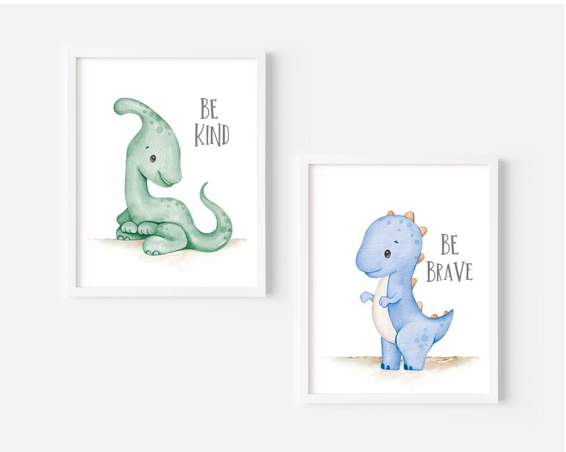 Dinosaur Nursery Prints, Pastel Dinos Wall Art, Boy Playroom Wall Art ...