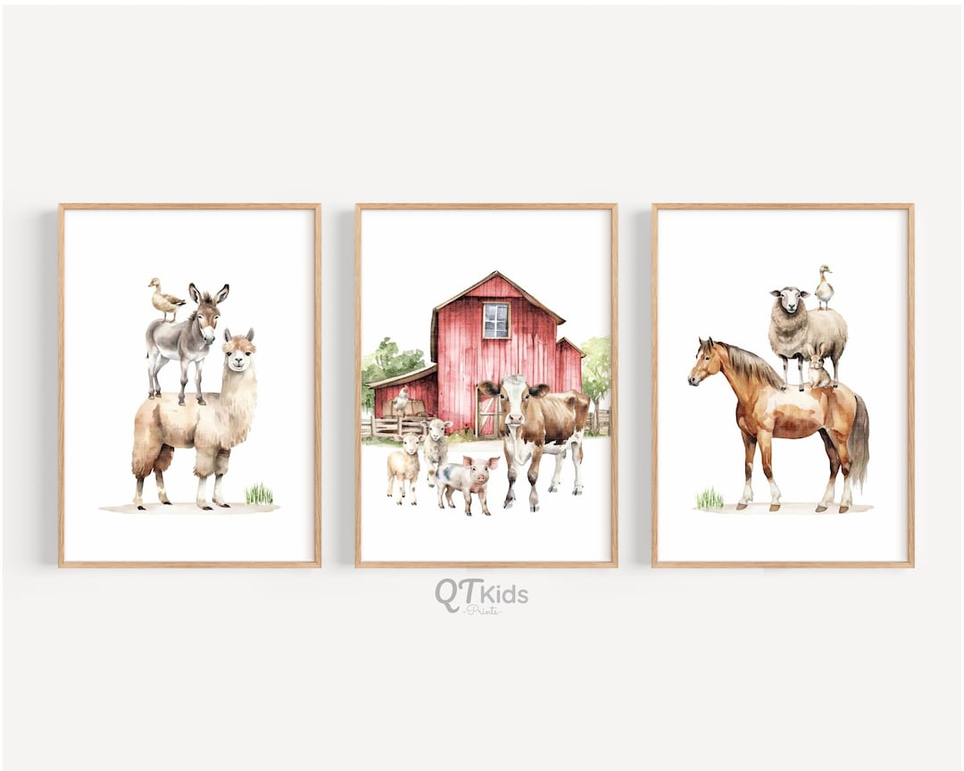 Farm Prints, Nursery Printable Wall Art, Farm Playroom Decor, Barn Yard ...