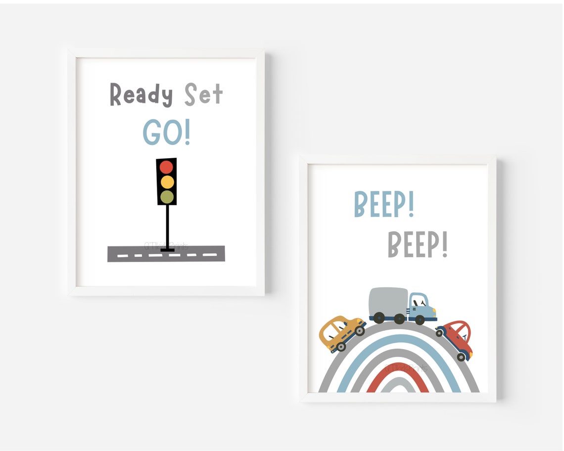 Transport Alphabet Numbers Prints Set of 6, Boy Room Printable Wall Art ...