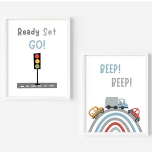 Transport Alphabet Numbers Prints Set of 6, Boy Room Printable Wall Art ...