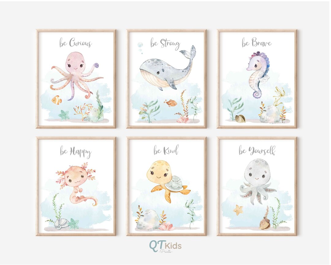 Sea Animal Nursery Prints, Ocean Animal Printable Wall Art, Ocean ...