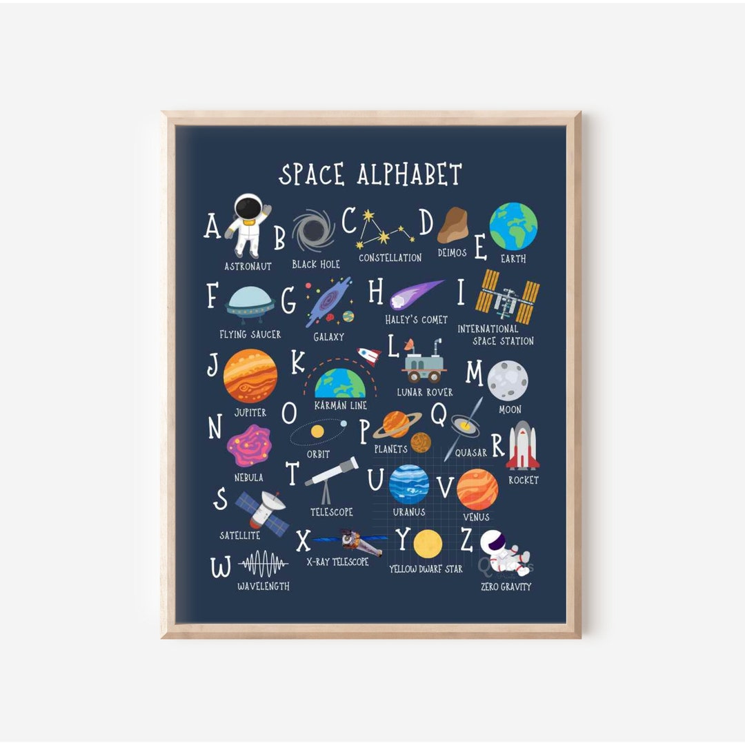 Space ABC Print Space Alphabet Print Toddler Playroom - Etsy