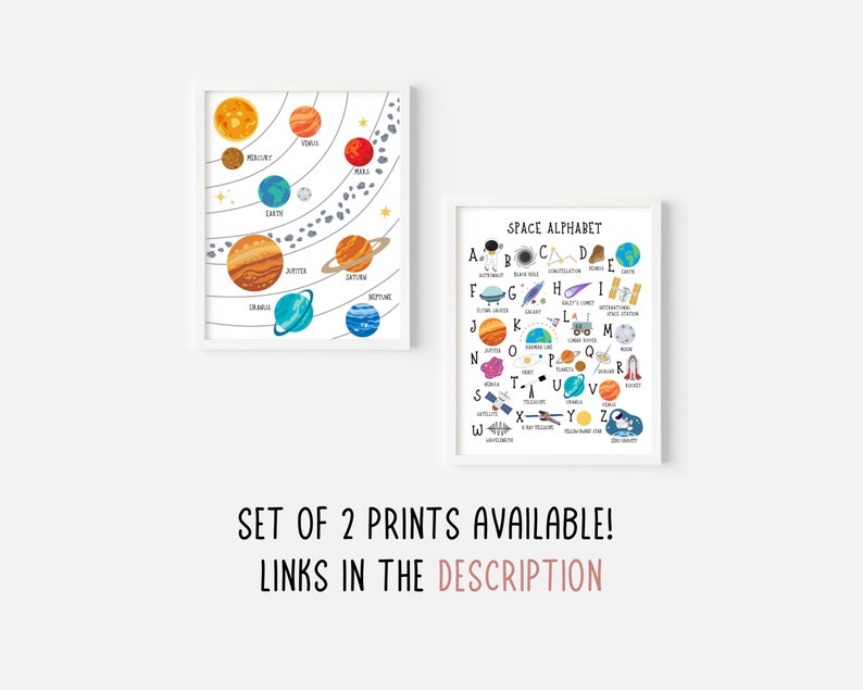 Space ABC Print, Space Alphabet Learning Posters, Montessori Printable ...