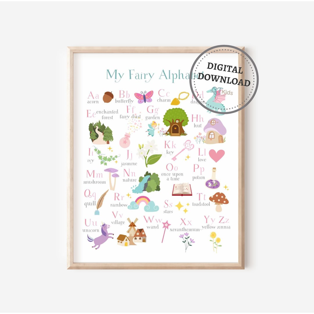 Fairy ABC Prints, Girl Nursery Print, Playroom Fairy Decor, Fairy ...