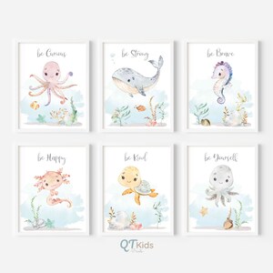 Sea Animal Nursery Prints, Ocean Animal Printable Wall Art, Ocean ...