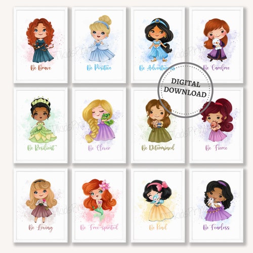 Princess ABC Prints Girl Nursery Print Playroom Princess - Etsy