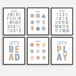 Educational Prints, Alphabet Numbers Shapes Colours, Boy Playroom ...