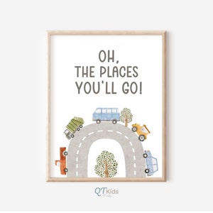 Personalized Transport Nursery Prints, Custom Name Printable Wall Art ...