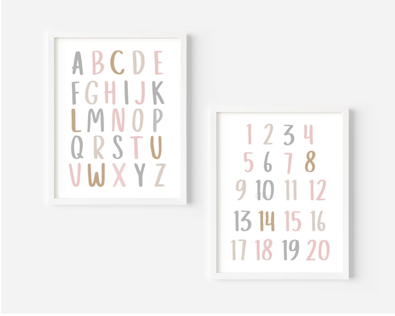 Sea Animals Alphabet Numbers Nursery Prints, Set of 6 ABC Posters ...