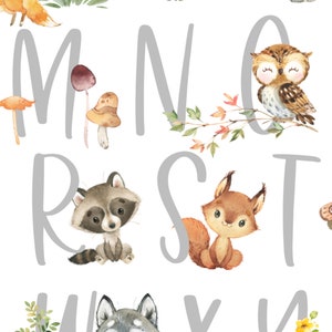 Woodland Alphabet Number Posters, Woodland Nursery Prints, Animal ...