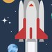 Space Nursery Print, Space Rocket Print, Kids Playroom Printable Wall ...