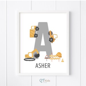 Construction Nursery Print, Personalized Construction Trucks Print ...