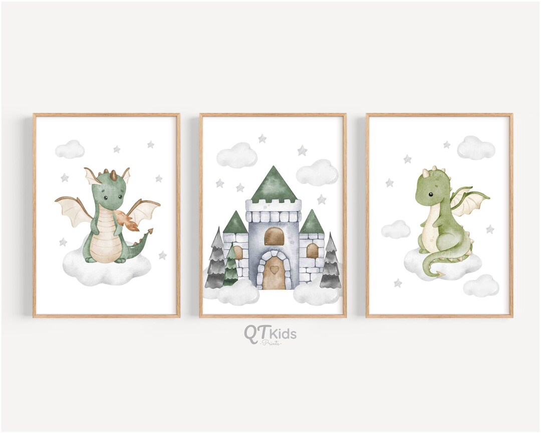 Dragons Kids Room Prints, Boy Room Wall Art, Fairytale Playroom Decor ...