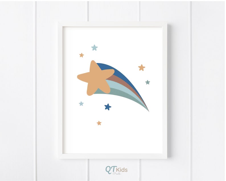 Shooting Star Print, Boy Room Printable Wall Art, Kids Playroom Decor ...