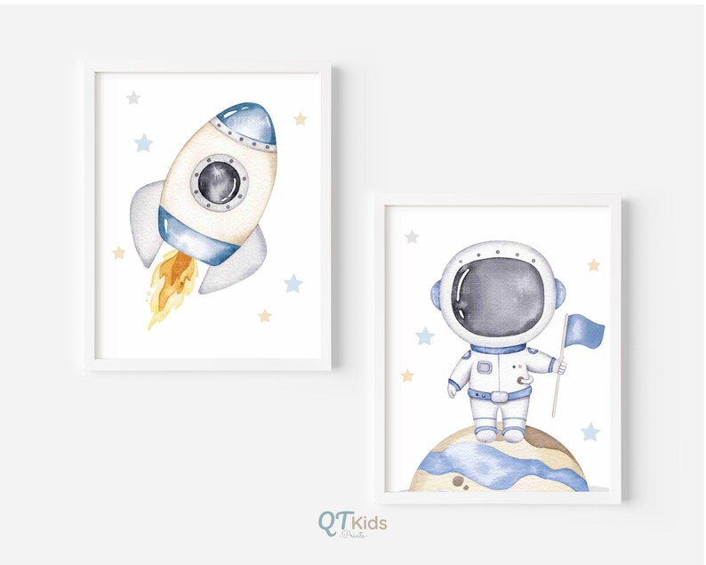 Space Nursery Prints, Personalized Astronaut Posters, Boy Playroom Wall ...