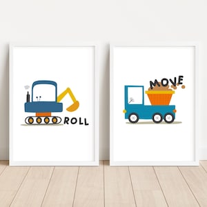 Set of 6 Construction Prints for Boy Nursery | Trucks Printable Wall ...