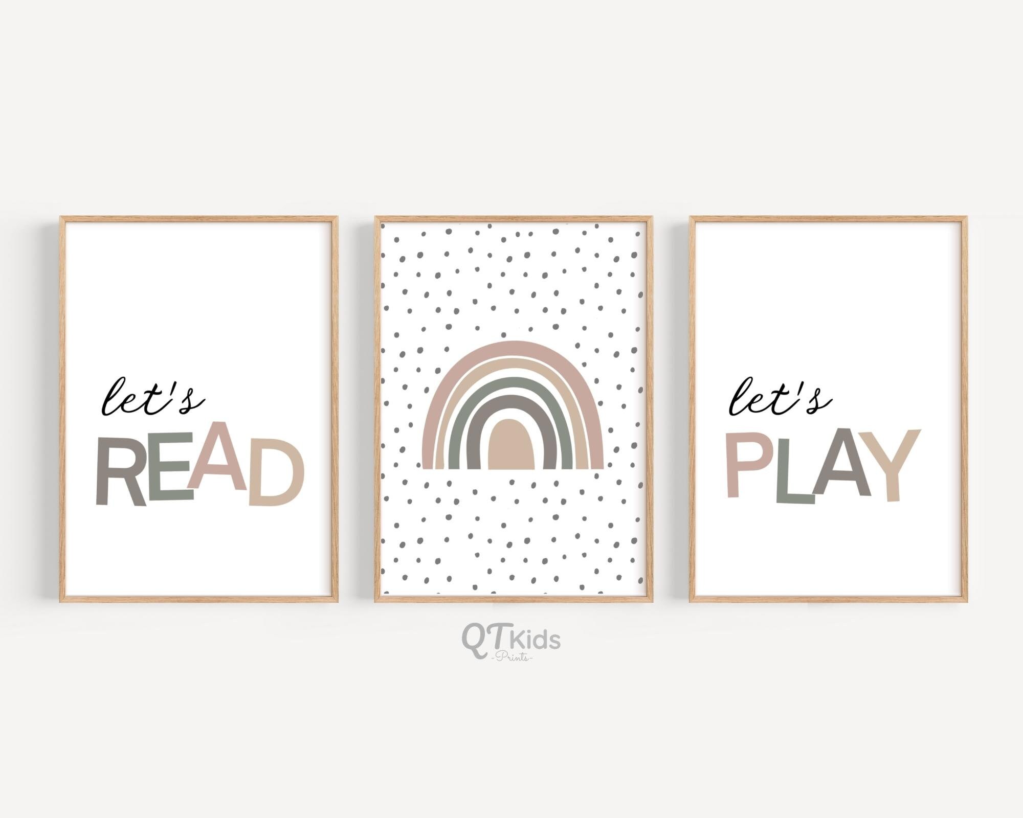 Neutral Alphabet Number Posters, Boho Rainbow Print, Gender Neutral ...