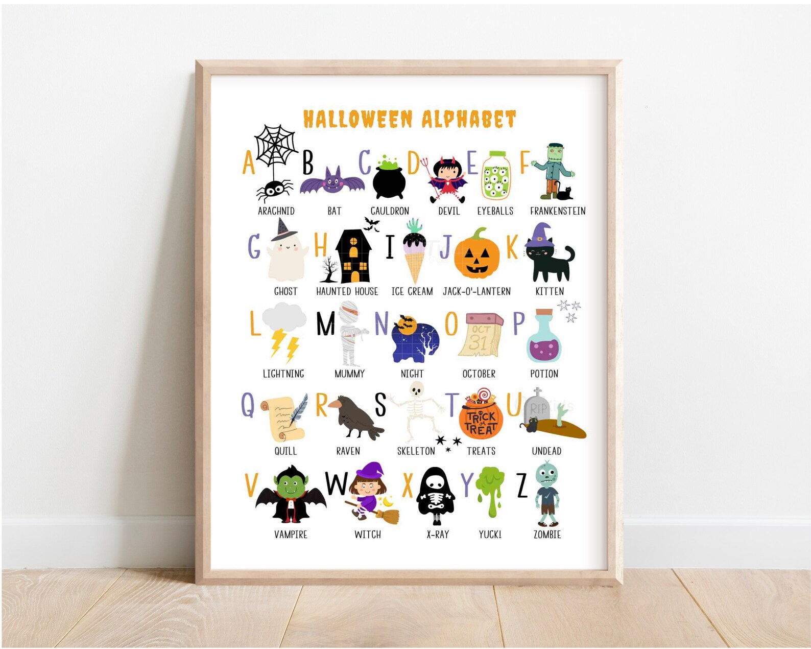 Halloween ABC Alphabet Print, Halloween Alphabet Poster, Montessori ...