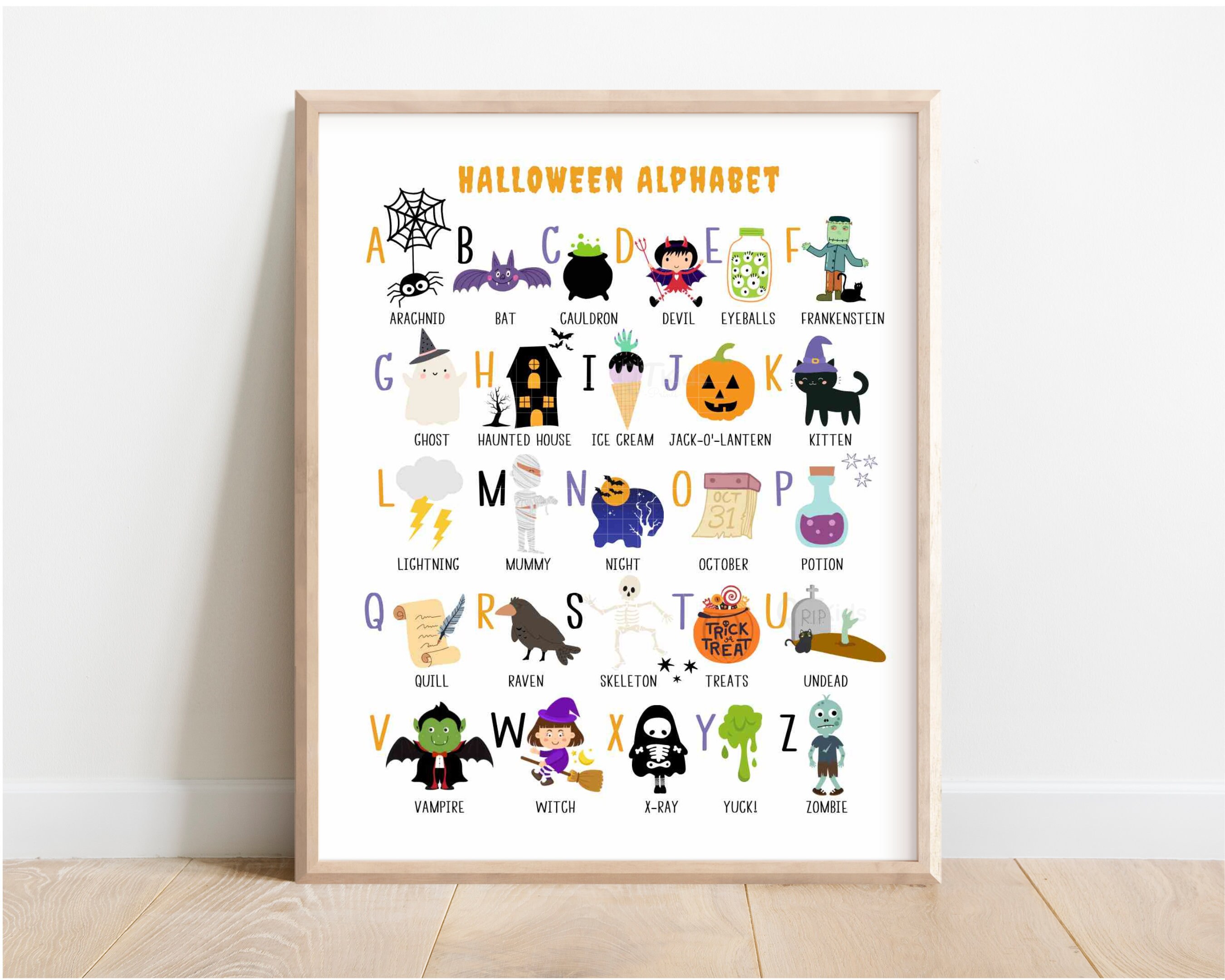 Halloween ABC Alphabet Print, Halloween Alphabet Poster, Montessori ...