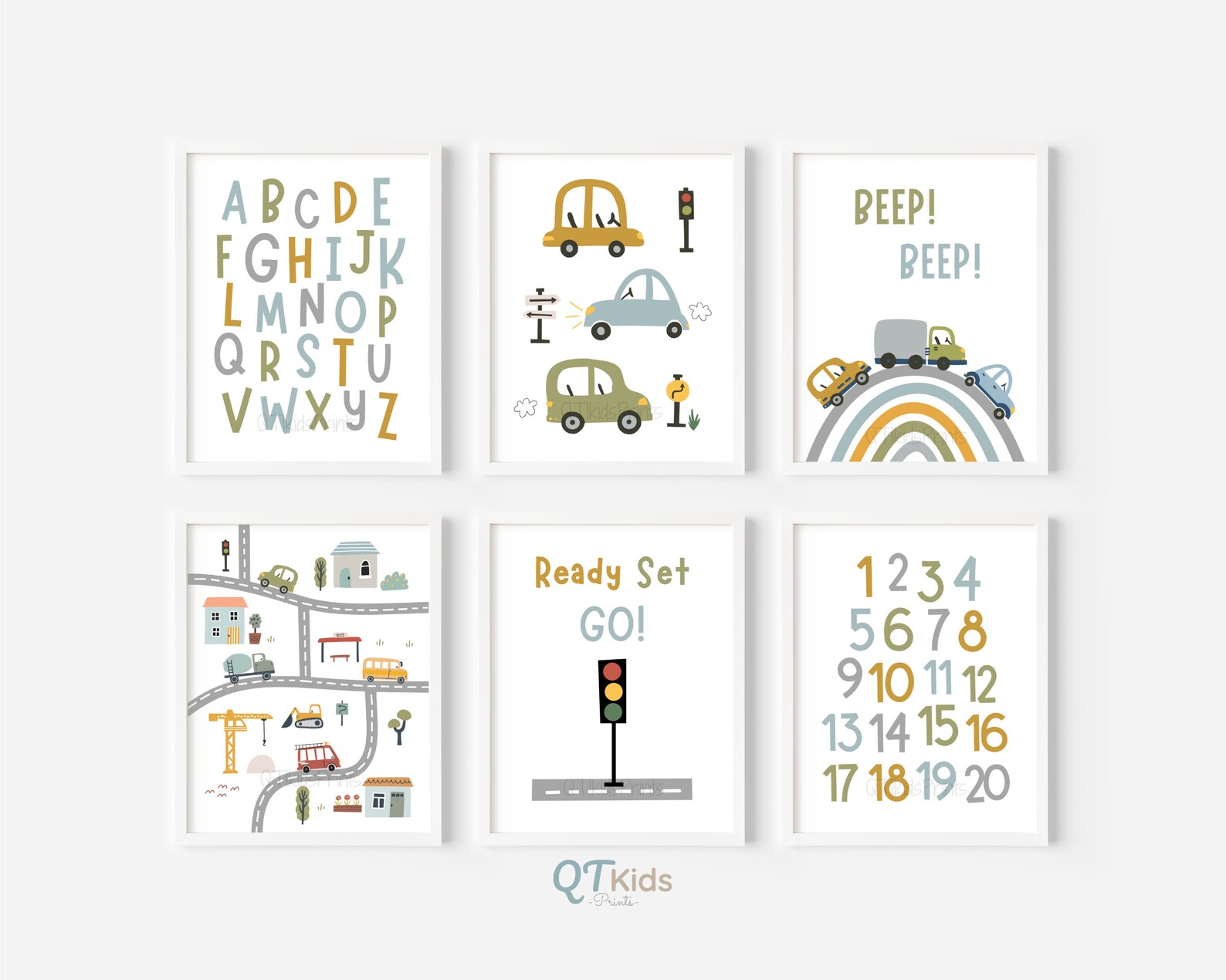 Transport Alphabet Numbers Prints Set of 6 Boy Room Printable - Etsy