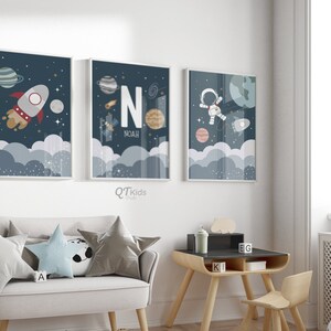 Space Print, Personalized Space Astronaut Planet Nursery Prints, Outer ...