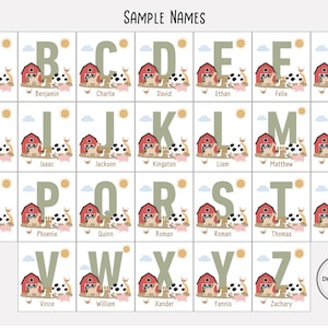 Farm Animal ABC Numbers Prints, Personalized Toddler Kids Room Wall Art ...