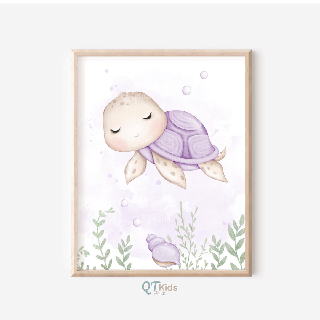 Sea Turtle Nursery Prints, Purple Lilac Lavender Girl Room Nautical ...