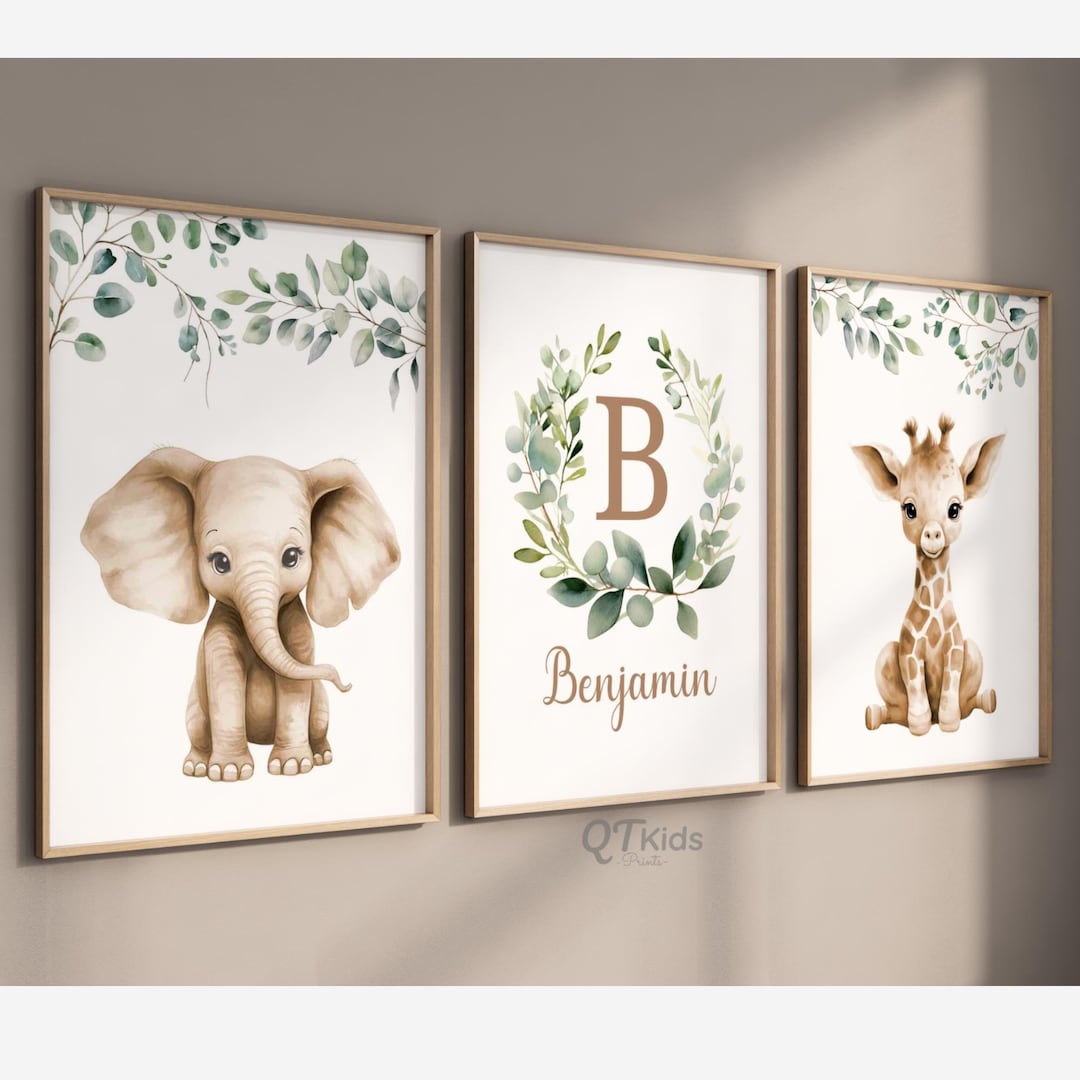 Safari Nursery Prints, Personalized Jungle Animal Posters, Baby Kids ...