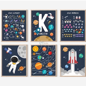Personalized Space Prints, Outer Space Alphabet Numbers, Boy Room ...