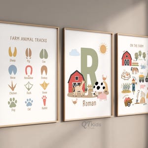 Farm Animal ABC Numbers Prints, Personalized Toddler Kids Room Wall Art ...