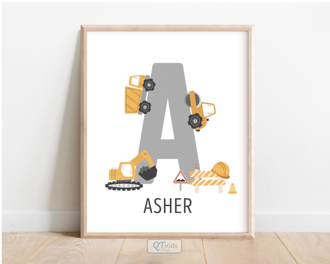 Construction Nursery Print, Personalized Construction Trucks Print ...