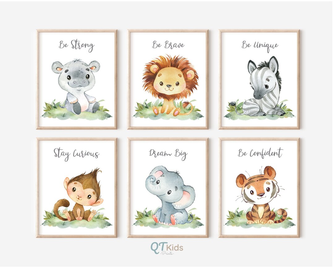 Safari Animal Prints, Nursery Wall Art, Kids Bedroom Decor, Elephant ...