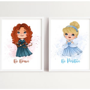 Princess Print Set, Girl Nursery Prints, Princess Themed Nursery ...