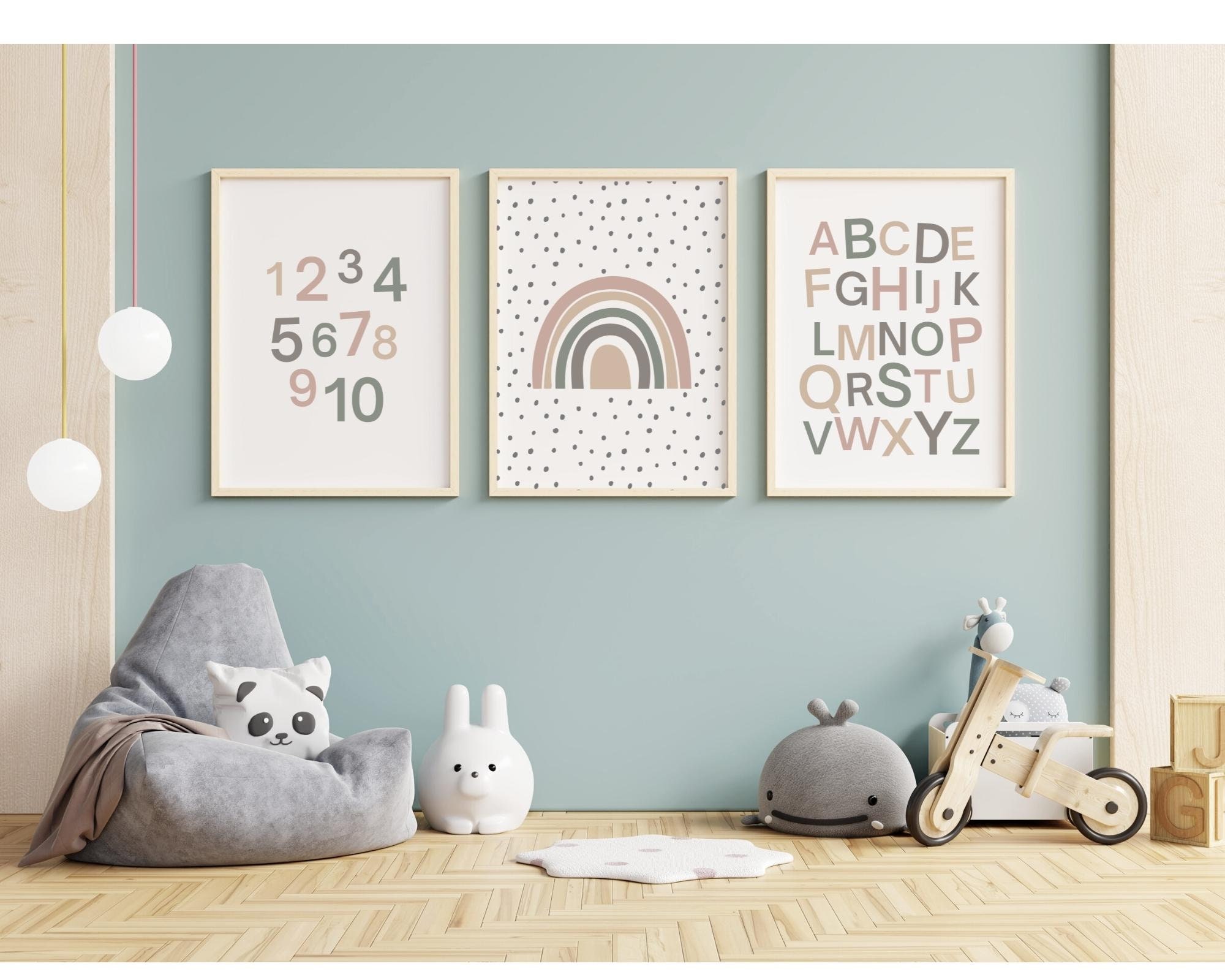 Neutral Alphabet Number Posters Boho Rainbow Print Gender - Etsy