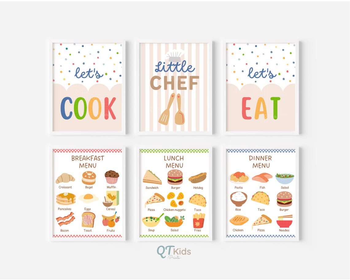 Kids Playroom Wall Art, Kitchen Playroom Decor, Little Chef, Pretend ...