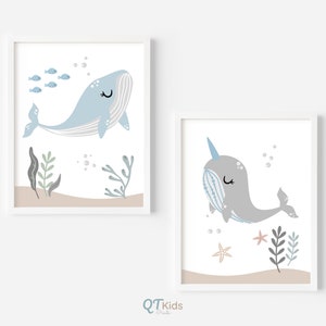 Under the Sea Nursery Prints, Ocean Animal Printable Wall Art, Neutral ...