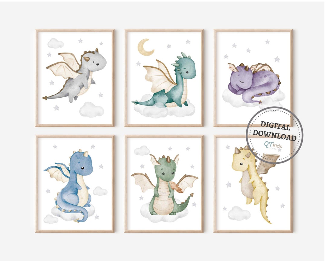 Dragons Nursery Prints, Boy Room Printable Wall Art, Playroom Wall ...