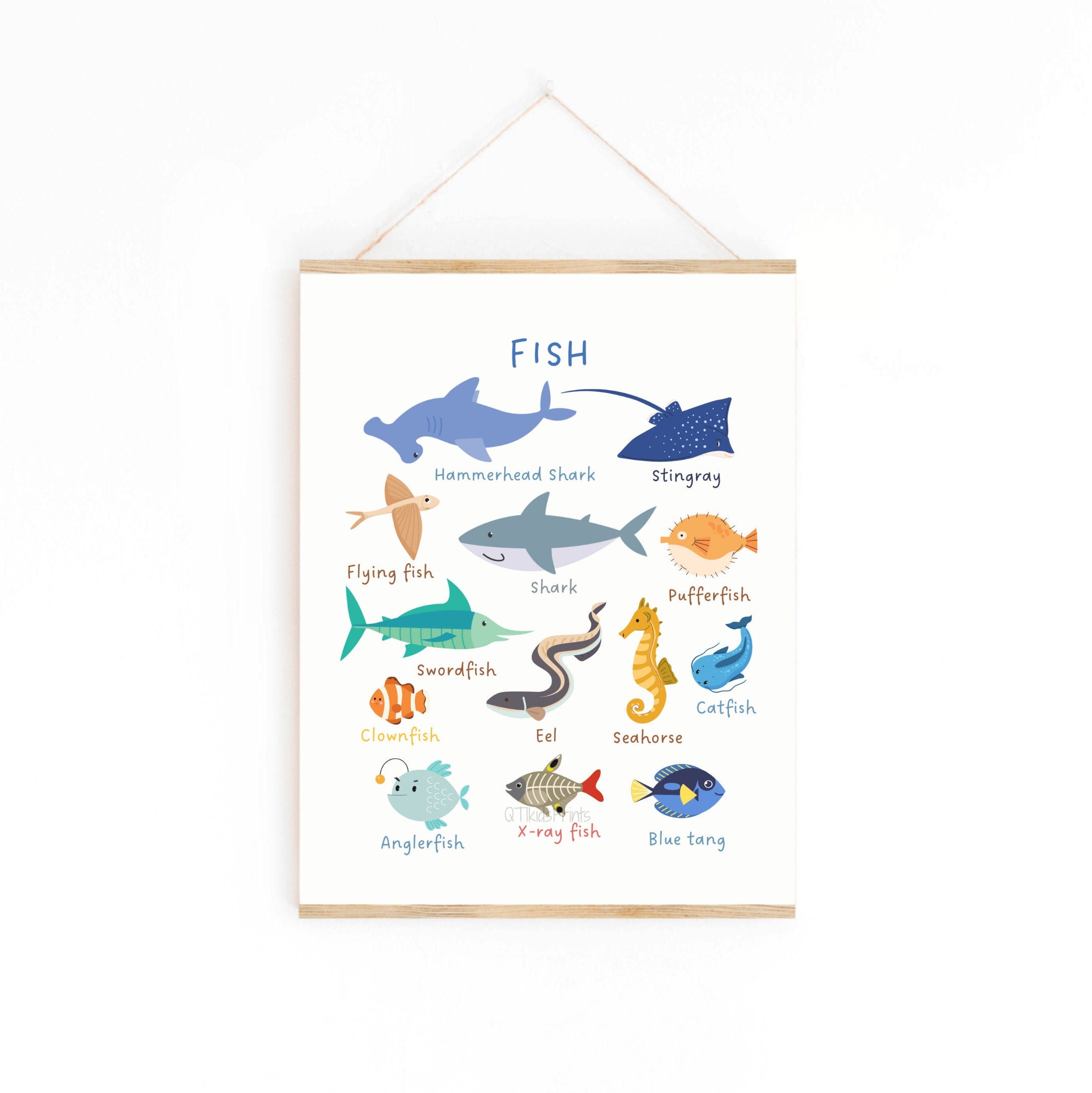 Fish Print Kids Educational Poster Classroom Poster Home - Etsy