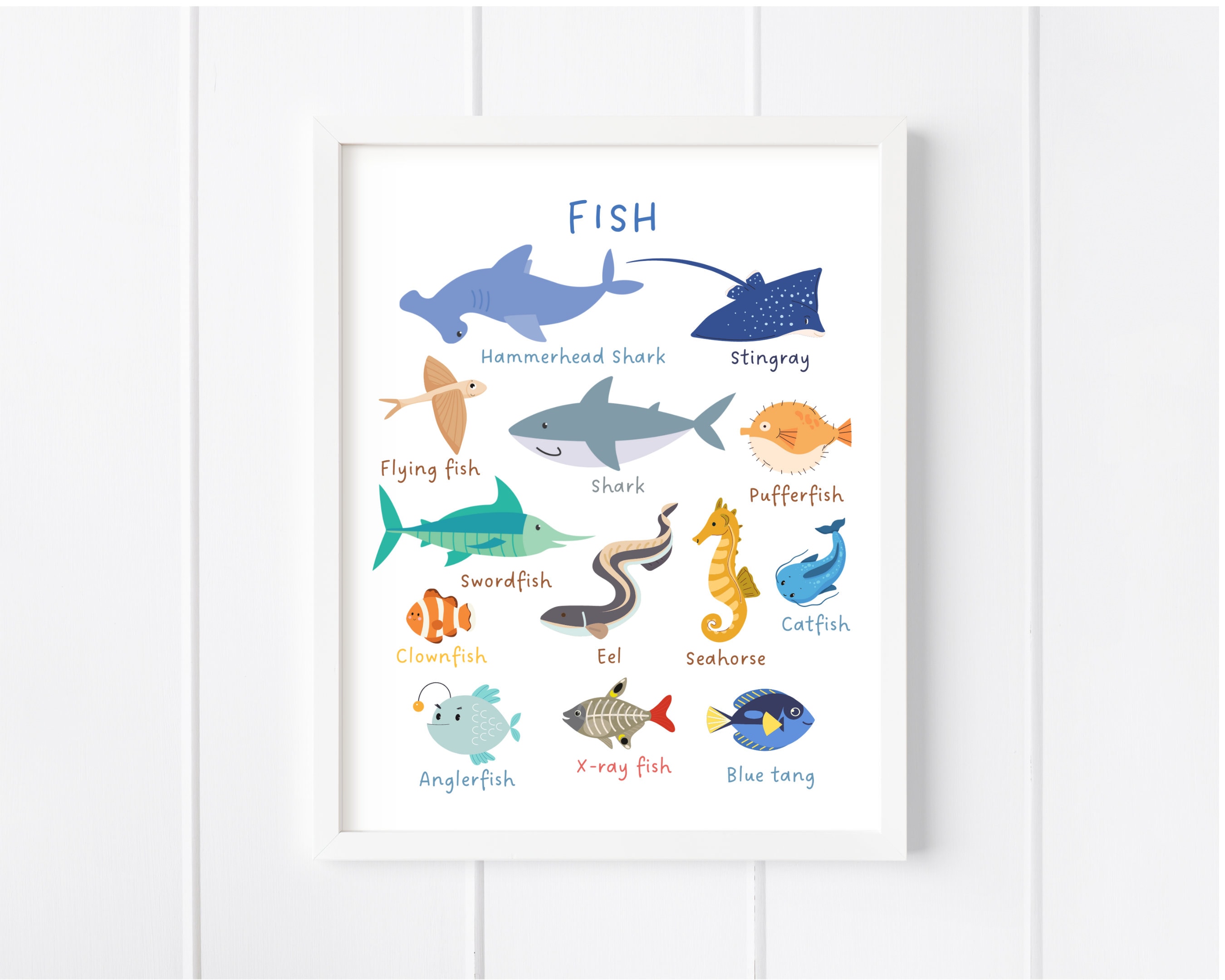 Fish Print Kids Educational Poster Classroom Poster Home - Etsy