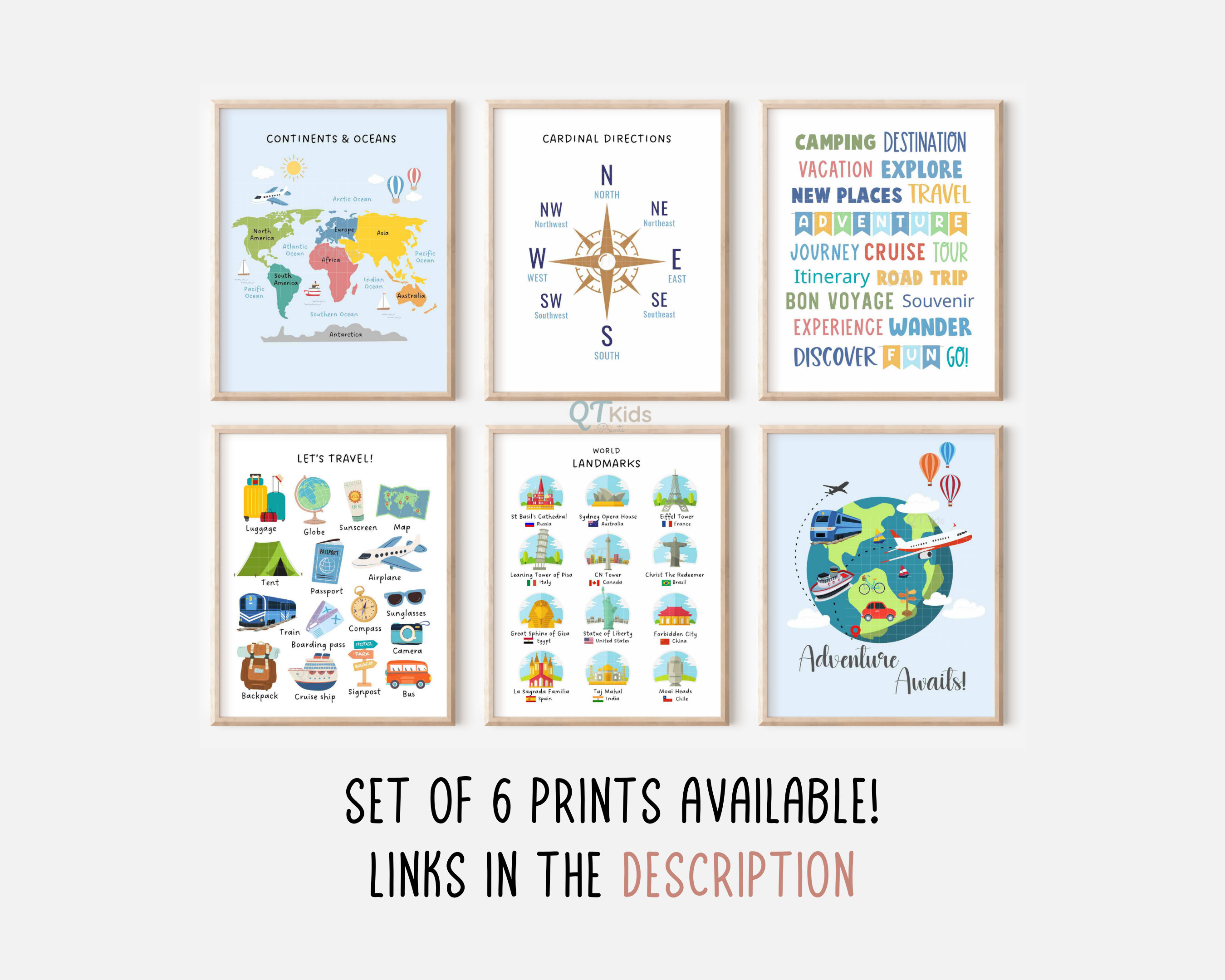Continents Oceans Educational Print, Montessori Classroom Wall Art ...