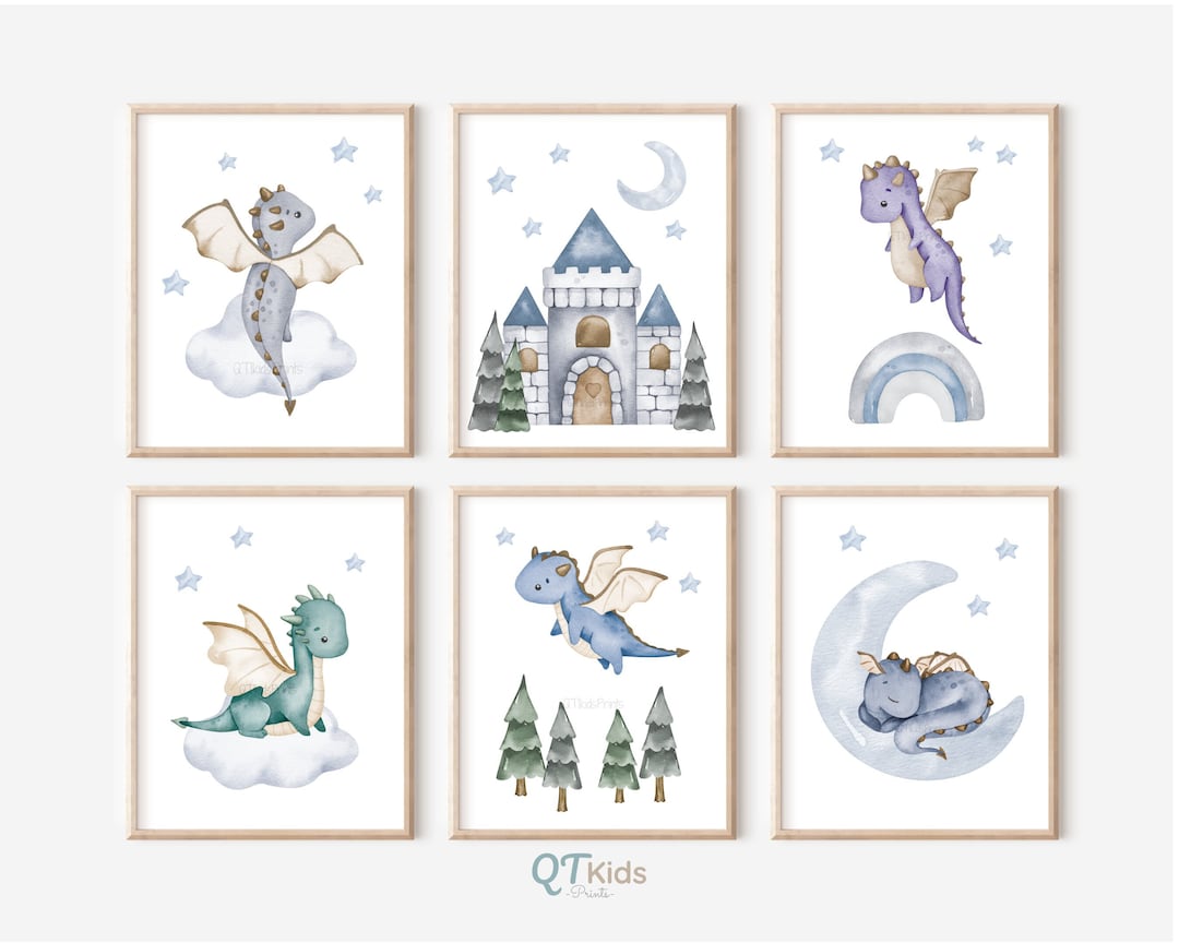 Dragons Nursery Prints, Boy Room Printable Wall Art, Playroom Wall ...