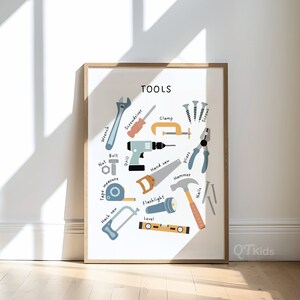Construction Nursery Print, Toddler Boy Playroom Decor, Hand Tools ...