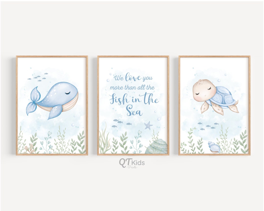 Sea Animal Wall Art, Under the Sea Nursery Decor, Boy Nursery Prints ...