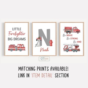 Fire Trucks Nursery Print, Firefighter Fire Engine Kids Room Wall Art ...