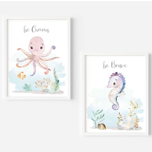 Sea Animal Nursery Prints, Ocean Animal Printable Wall Art, Ocean ...
