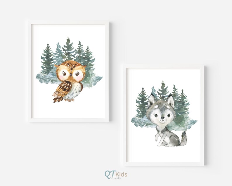 Woodland Animal Prints, Forest Animal Nursery Decor, Kids Room Art ...