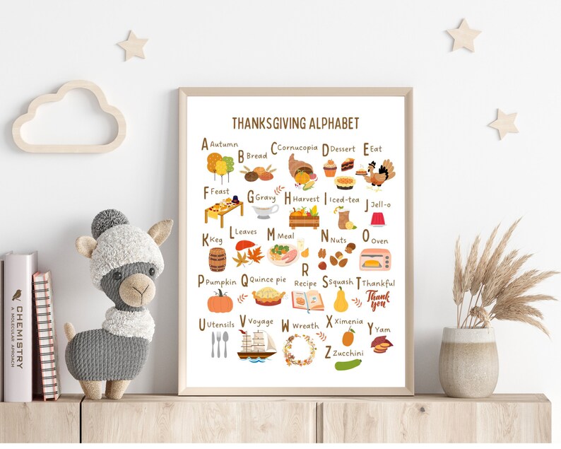 Thanksgiving ABC Alphabet Print, Alphabet Poster, Montessori Classroom ...