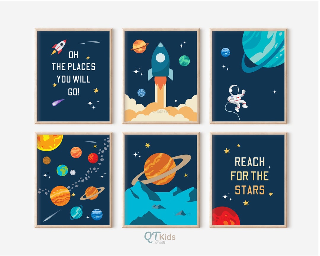 Space Printable Wall Art, Boy Room Space Decor, Astronaut Planets Solar ...